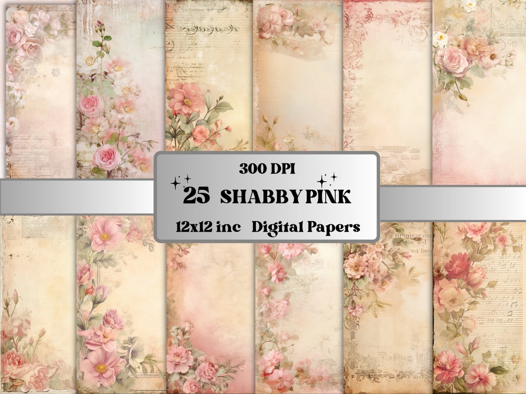 Pink Shabby Chic Junk Journal Kit, Vintage Shabby Chic Ephemera Collage ...