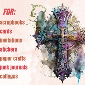 23 PNG Watercolor Fantasy Cross Clipart, Floral Cross Clip Art, Flower ...