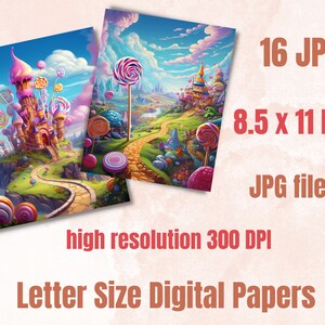 Printable Fantasy Candyland Digital Paper, Fairytale Sweet Candy ...