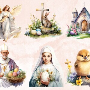 80 PNG Watercolor Christian Easter Clipart, Easter Jesus Illustrations ...