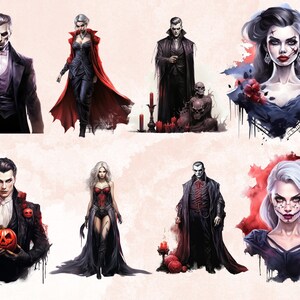 45 PNG Watercolor Halloween Vampires Clipart, Horror Halloween ...