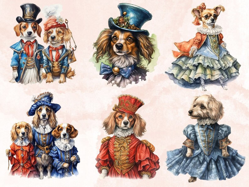 35 PNG Watercolor Fairytale Dogs Clipart Bundle, Fairy Tale Animal Clip ...