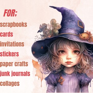 25 PNG Watercolor Cute Little Witches Clipart, Witchcraft Clip Art ...