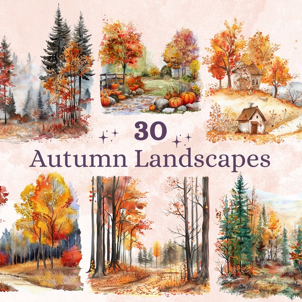 Autumn Scenes Clip Art - Etsy