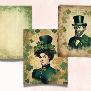 Printable St.patrick’s Day Digital Paper, Irish Shamrock Ephemera, Four ...