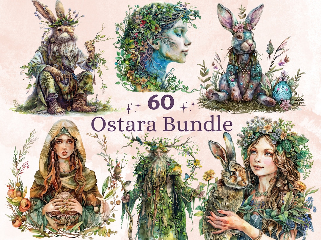 60 PNG Watercolor Ostara Clipart, Floral Spring Equinox Art Illustrations Clip Art, Wheel of the ...