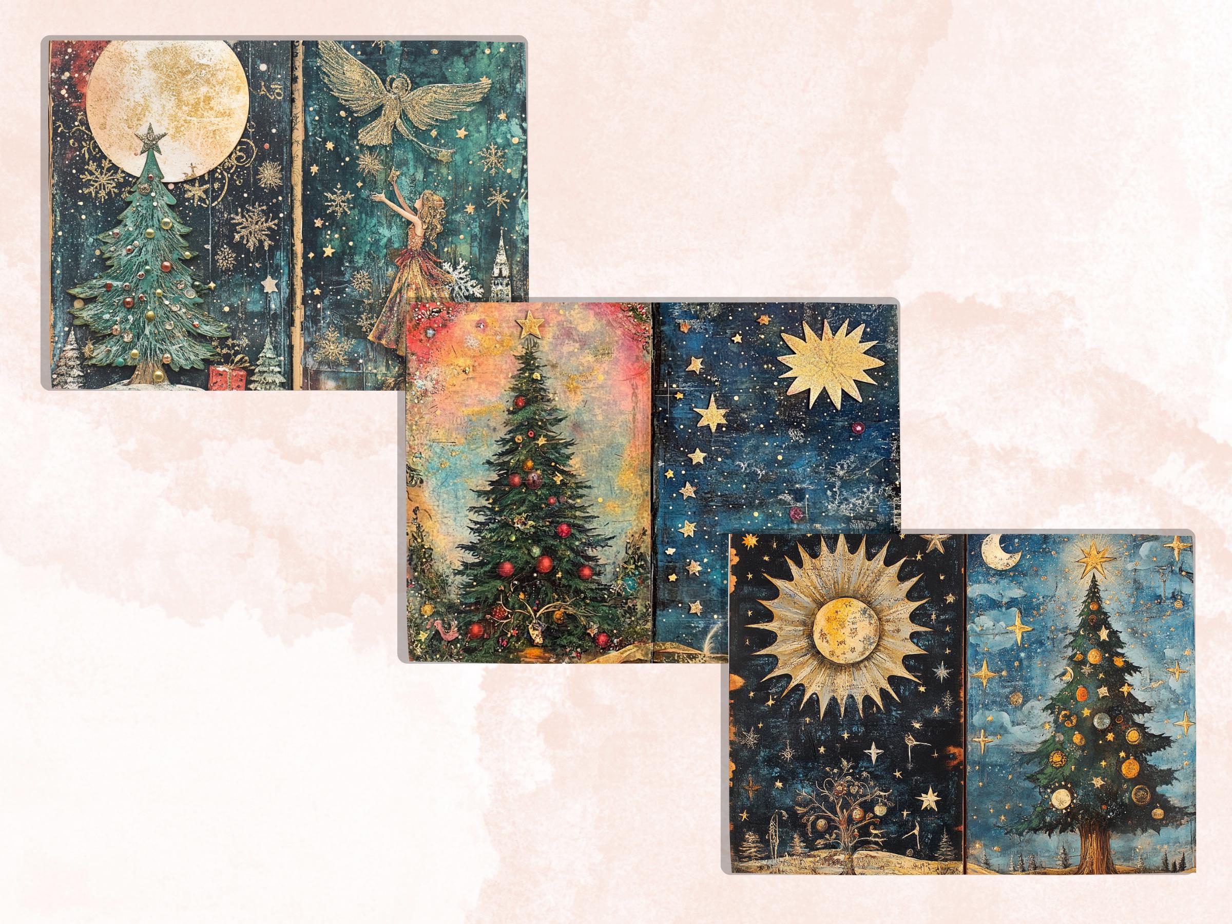 Celestial Christmas Junk Journal Kit, Starry Holly Noel Pages Ephemera ...