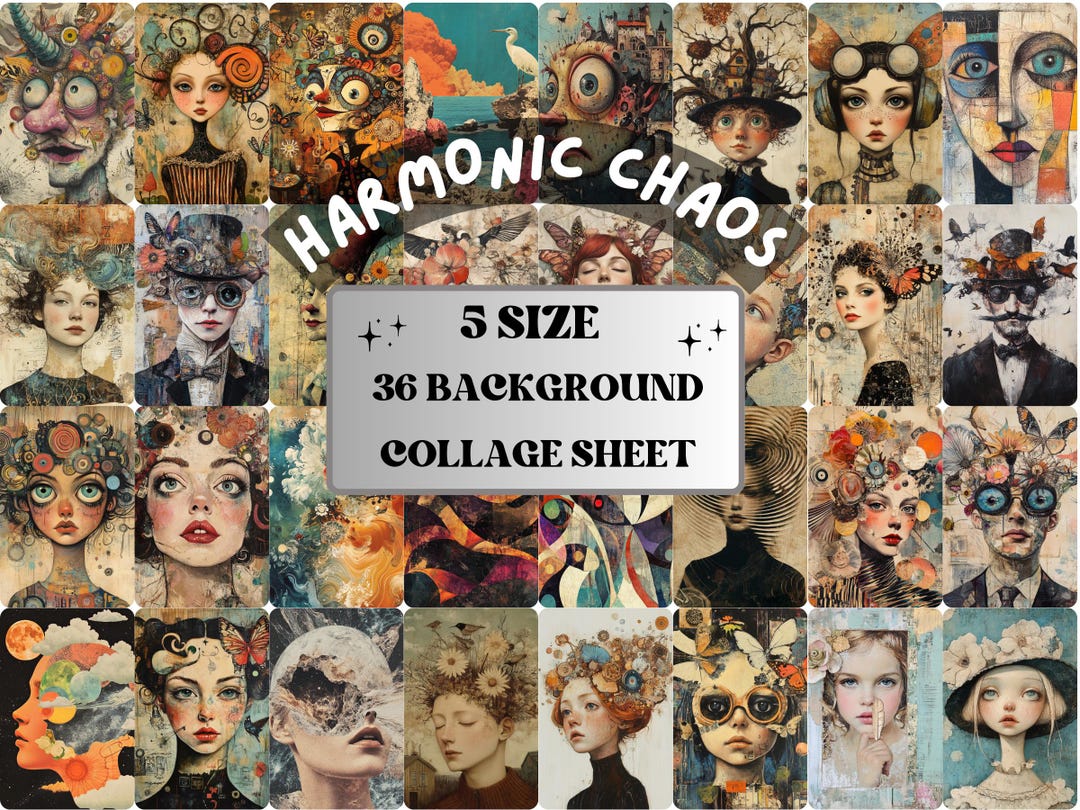 Whimsy Harmonic Chaos Collage Paper, Surreal Quirky Art Mixed Media ...