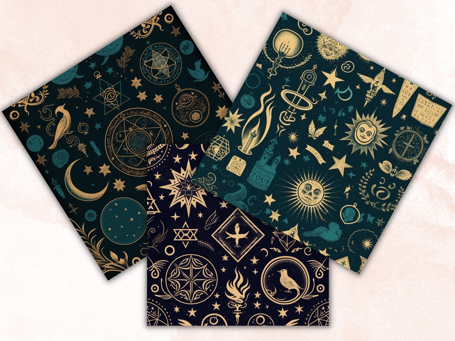 Celestial Witch Digital Paper, Witch Junk Journal Paper Pack, Printable ...
