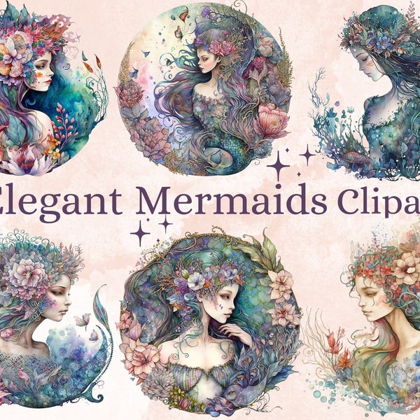 Mermaid Clipart - Etsy