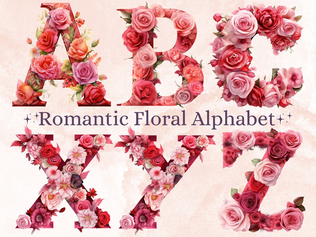 26 PNG Watercolour Valentine's Day Alphabet Clipart, Love Letters Clip ...