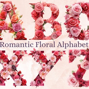 26 PNG Watercolour Valentine's Day Alphabet Clipart, Love Letters Clip ...