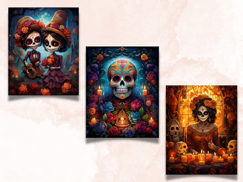 Printable Dia De Los Muertos Digital Paper, Day of the Dead Background ...
