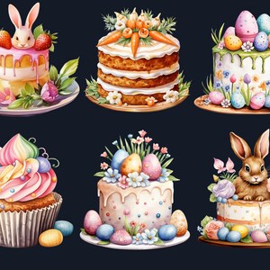 40 PNG Watercolor Easter Dessert Clipart, Floral Easter Sweet ...