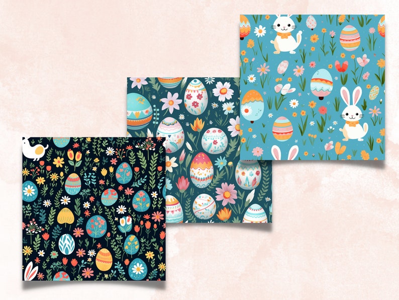 Seamless Happy Easter Digital Paper, Easter Bunny Seamless Pattern ...