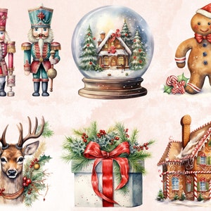 40 PNG Watercolour Christmas Bundle Clipart, Merry Christmas ...