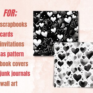 Seamless Black White Valentine's Day Digital Paper, Romantic Valentine ...