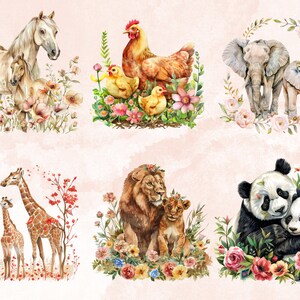 70 PNG Watercolor Mother's Day Animals Clipart, Cute Mothers Day ...