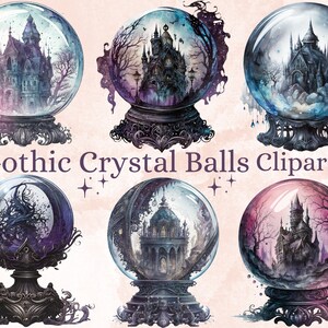 18 PNG Watercolour Gothic Crystal Balls Clipart, Dark Fantasy Art ...