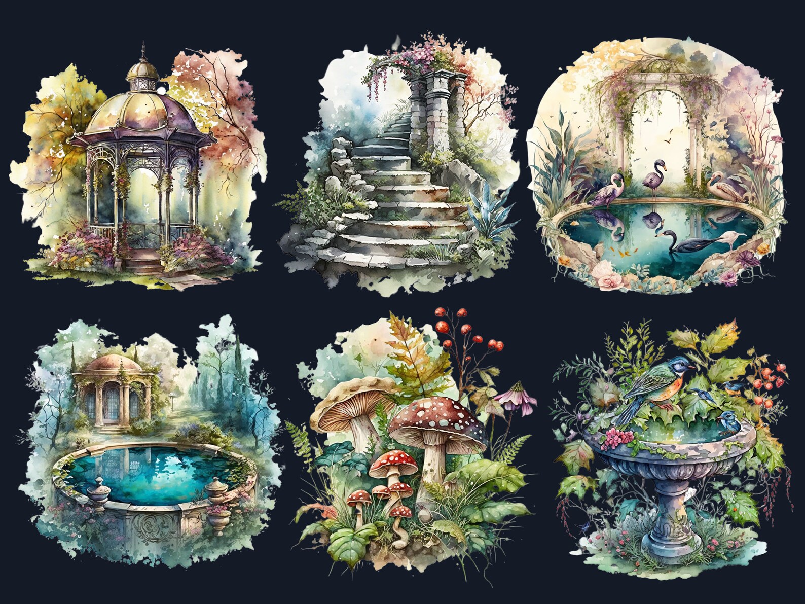 31 PNG Watercolour Secret Garden Clipart, Fairy Garden Clip Art ...