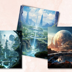 Printable Futurism Digital Paper, Futuristic Art Background, Fantasy ...