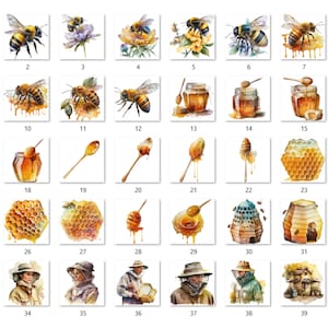 40 PNG Watercolour Fantasy Honey Bee Clipart, Floral Bee Png Clip Art ...