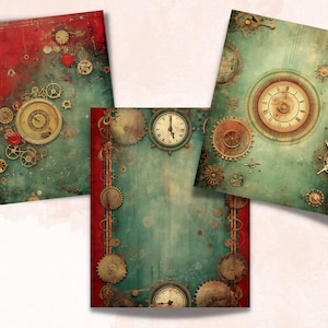 Printable Vintage Steampunk Christmas Digital Paper, Christmas Ephemera ...