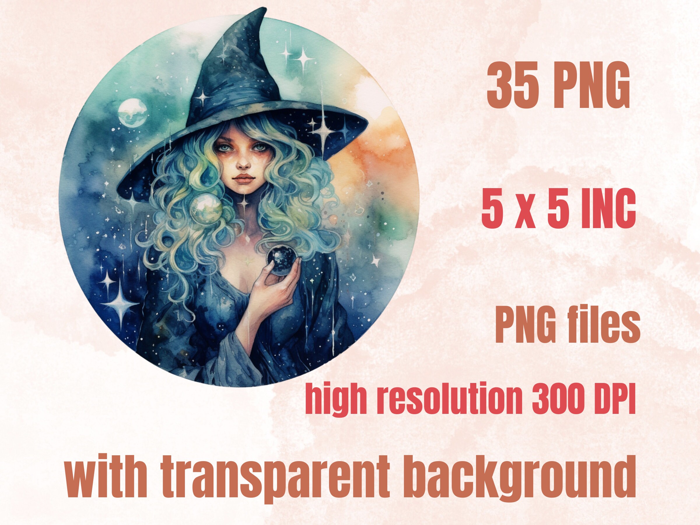 35 PNG Watercolor Celestial Witch Clipart, Celestial Witchcraft Clip ...