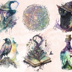 36 PNG Watercolor Pastel Witch Clipart, Pastel Witchcraft Clip Art ...