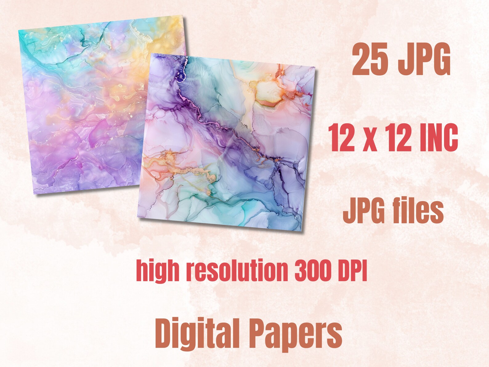 Spring Alcohol Ink Digital Paper Pack, Pastel Alcohol Ink Flowers ...