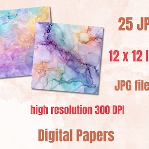 Spring Alcohol Ink Digital Paper Pack, Pastel Alcohol Ink Flowers ...