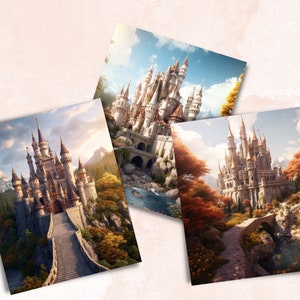 Printable Fairytale Castle Digital Paper, Princess Castle Background ...