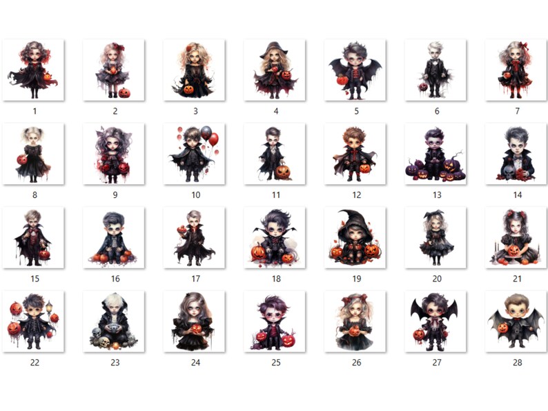 28 PNG Watercolor Little Vampires Clipart, Cute Creepy Halloween ...