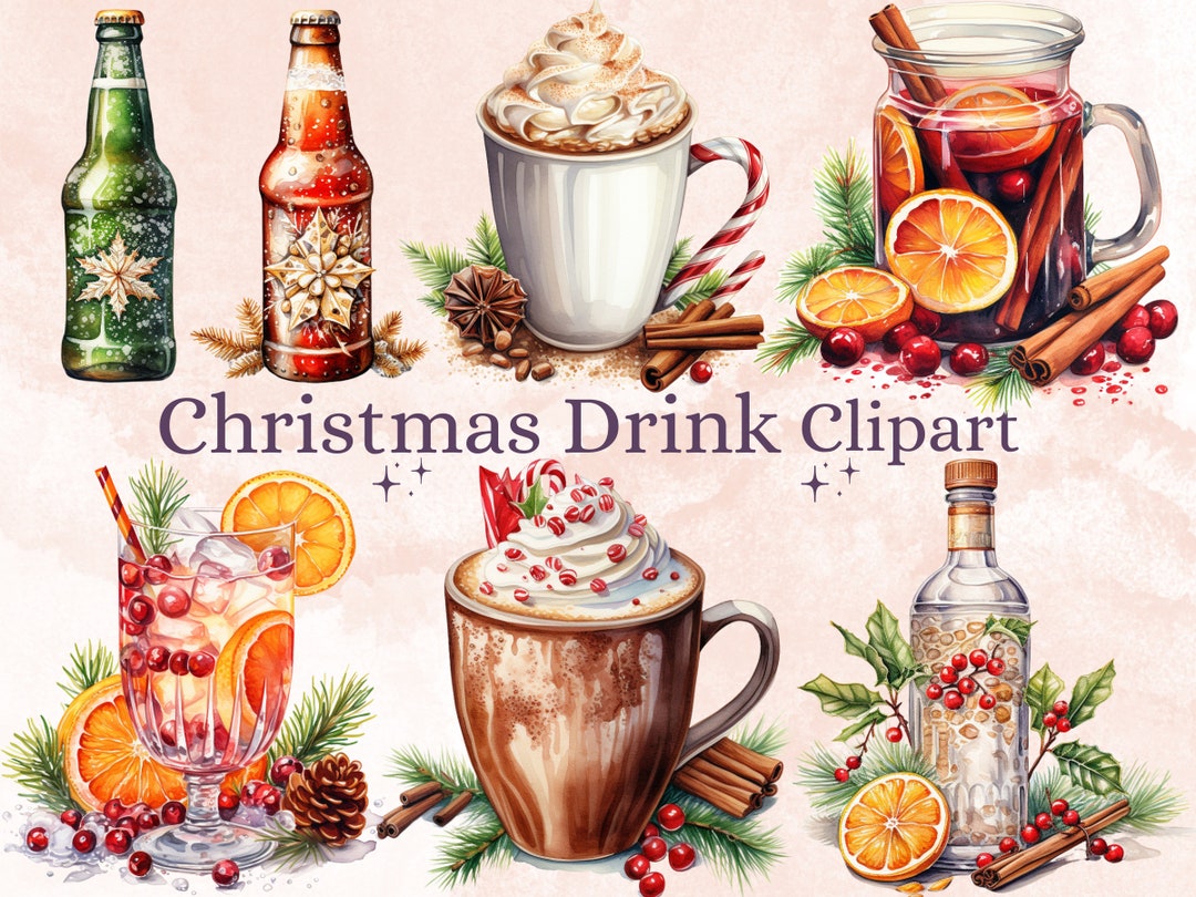 30 PNG Watercolor Christmas Winter Drink Clipart, Merry Christmas Clip ...