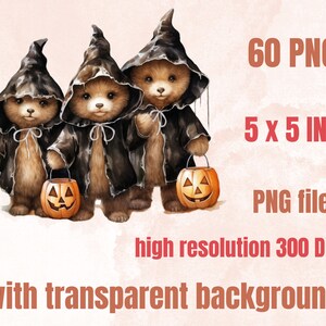 60 PNG Watercolor Halloween Animals Clipart, Cute Halloween Creatures ...