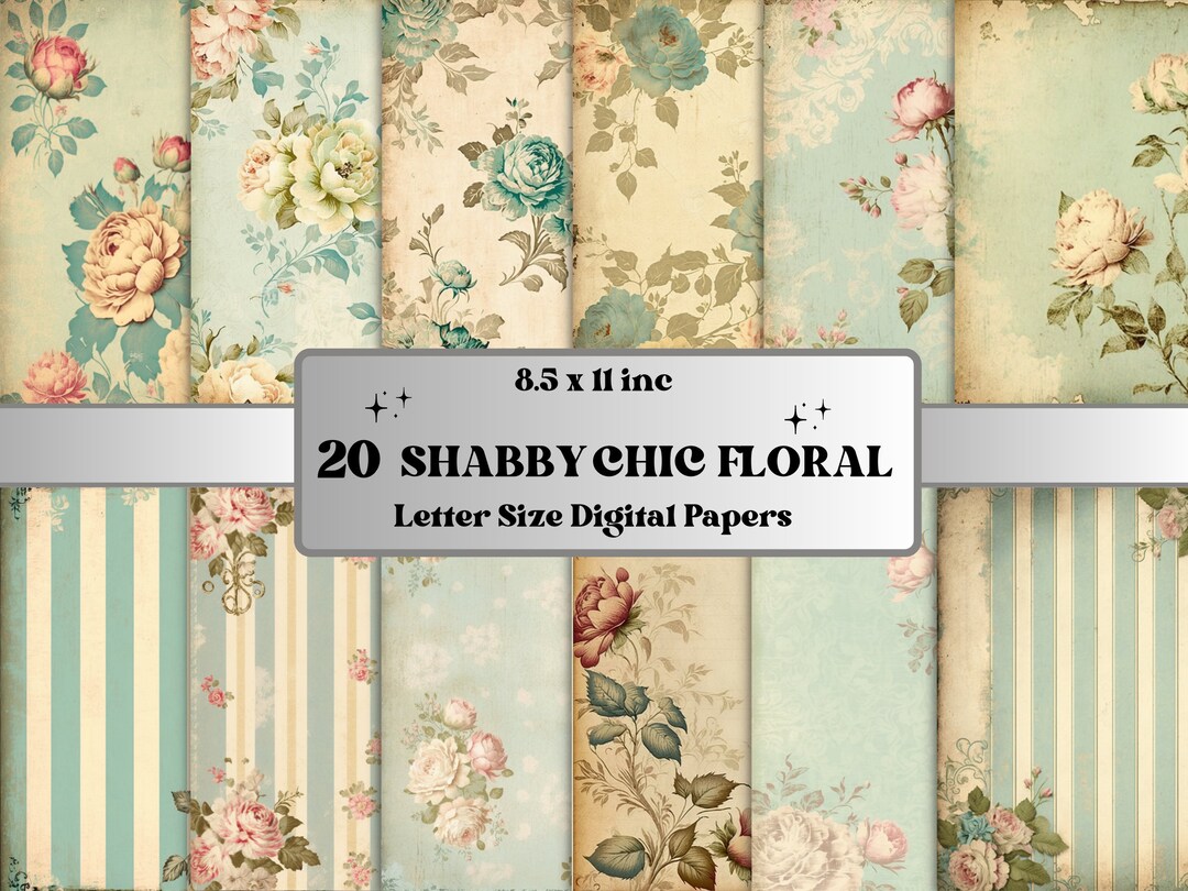 Printable JPG Pages Shabby Chic Floral Junk Journal Digital Paper Pack ...