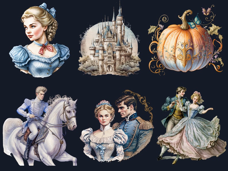 40 PNG Watercolour Cinderella Clipart, Cinderella Png, Fairytale ...