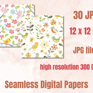 Seamless Cute Spring Digital Paper, Pastel Nursery Seamless Pattern ...