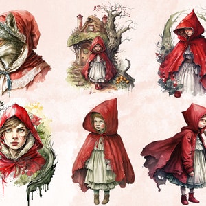 30 PNG Watercolour Red Riding Hood Clipart, Little Red Riding Hood Png ...
