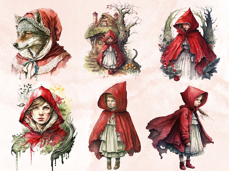 30 PNG Watercolour Red Riding Hood Clipart, Little Red Riding Hood Png ...