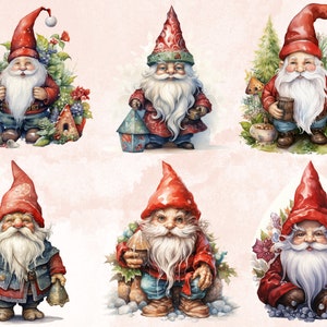 20 PNG Watercolor Christmas Santa Gnome Clipart, Christmas Clip Art ...