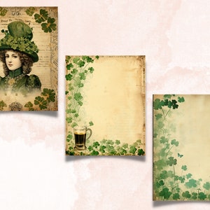 Printable St.patrick’s Day Digital Paper, Irish Shamrock Ephemera, Four ...