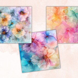 Spring Alcohol Ink Digital Paper Pack, Pastel Alcohol Ink Flowers ...