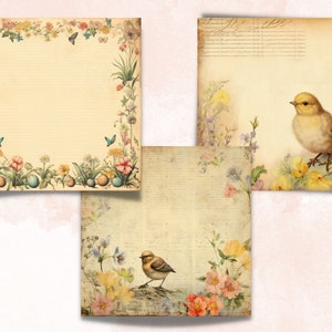 Printable Vintage Easter Digital Paper, Retro Ephemera Collage, Easter ...