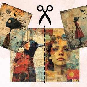 Whimsy Grunge Collage Paper Kit, Surreal Grunge Mixed Media Sheet ...