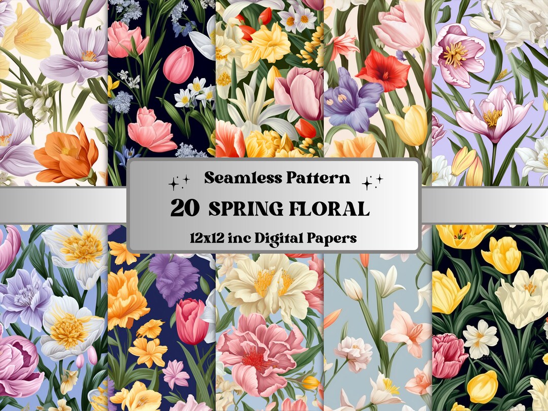 Seamless Spring Floral Digital Paper, Flowers Seamless Pattern, Spring ...