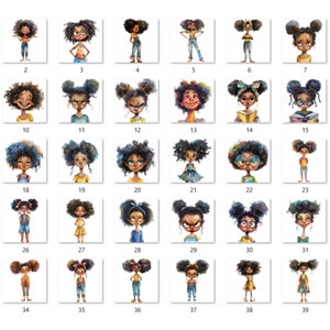 40 PNG Watercolor Quirky Black Girls Clipart, Whimsical Afro Girl ...
