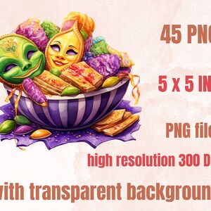 45 PNG Watercolour Mardi Gras Treats Clipart, Fat Tuesday Dessert ...