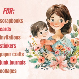 80 PNG Watercolor Mother's Day Bundle Clipart, Motherhood Love ...