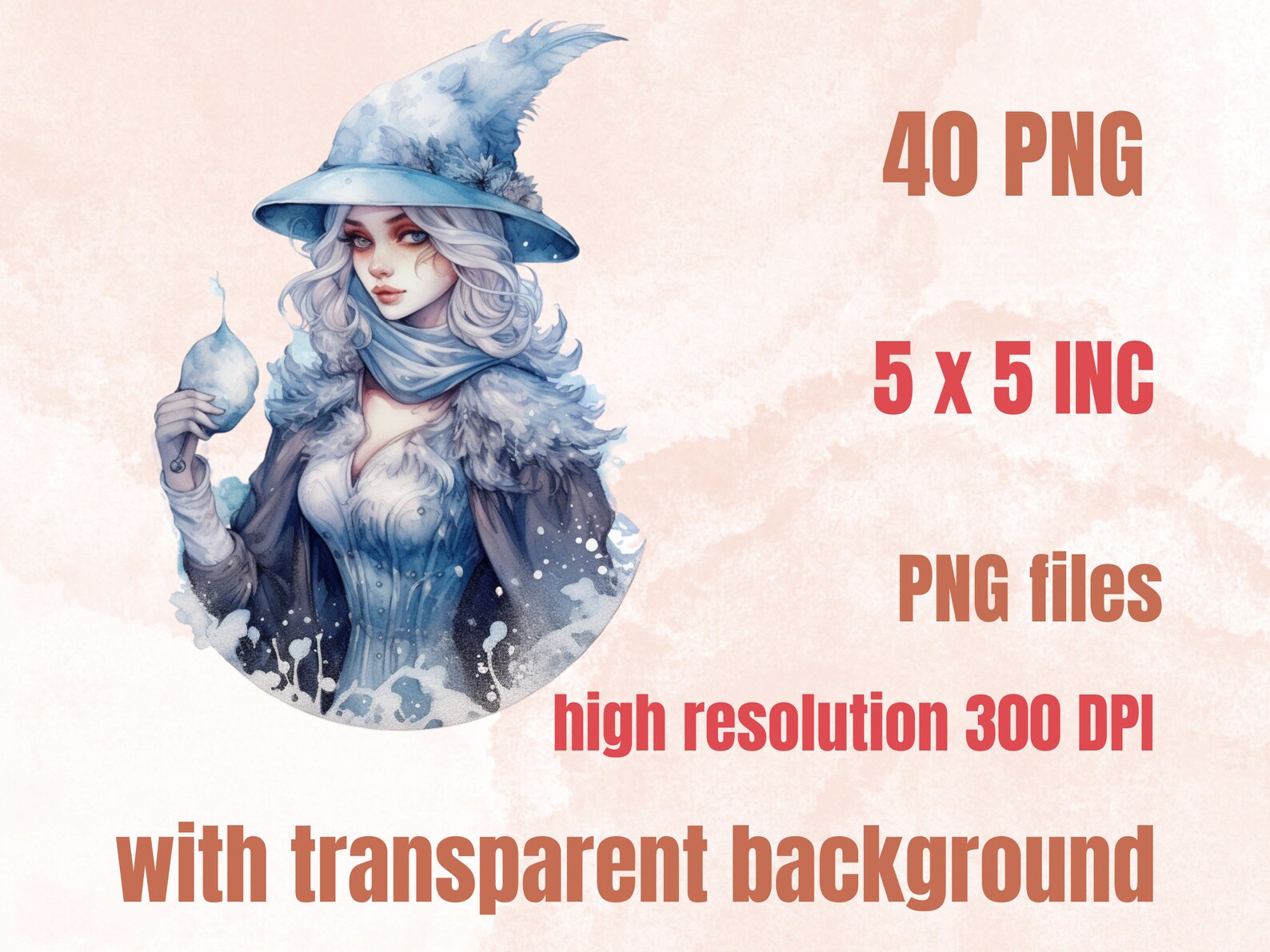 40 PNG Watercolor Ice Witch Clipart, Snow Witchcraft Clip Art, Witch ...